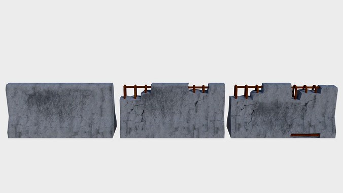 Concrete Road Blocks - Game Ready 3d model