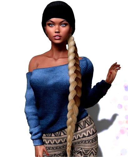 Female hair style rigged 3D model