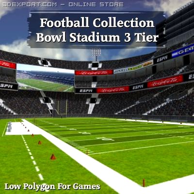 Football Collection Bowl Stadium 3 Tier 3D Model