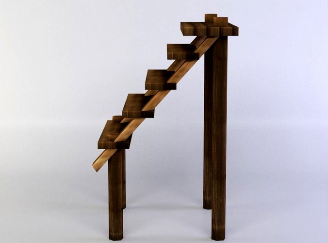 Wooden Stairs 3d model