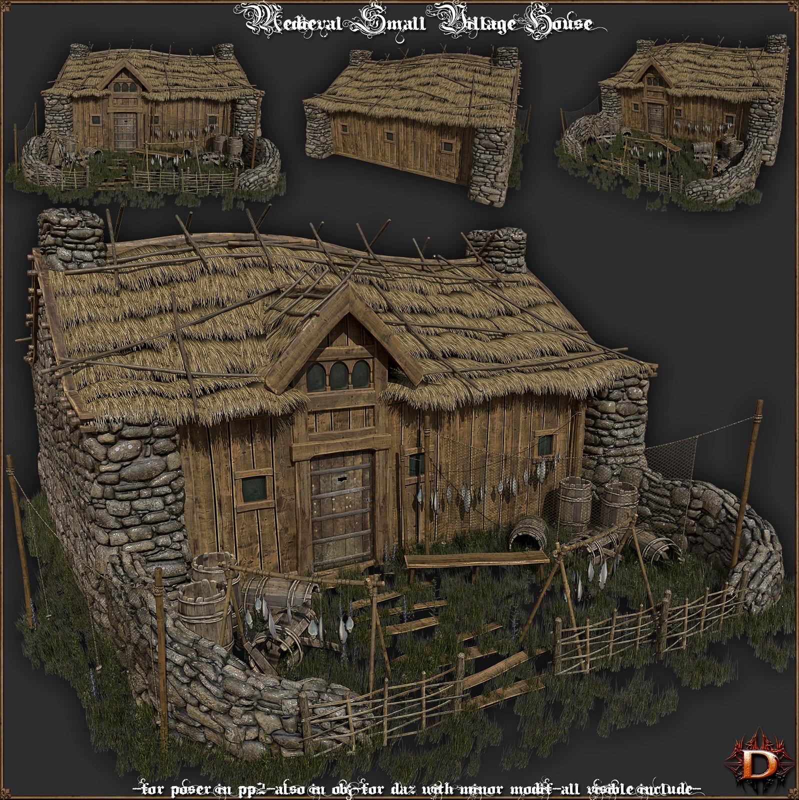 Medieval Small Village House1 3d model