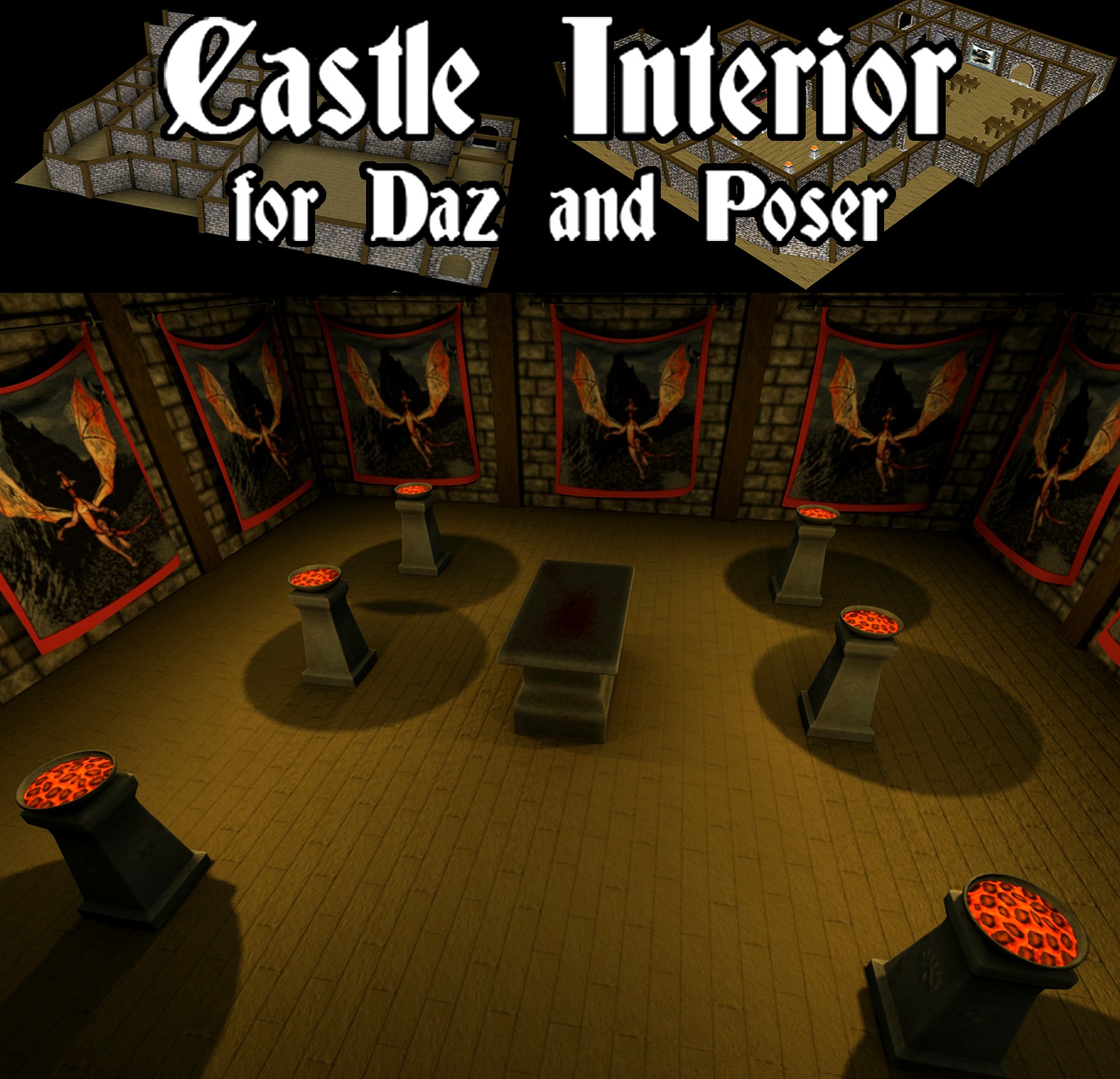 Castle Interior for Poser and Daz Studio 3d model
