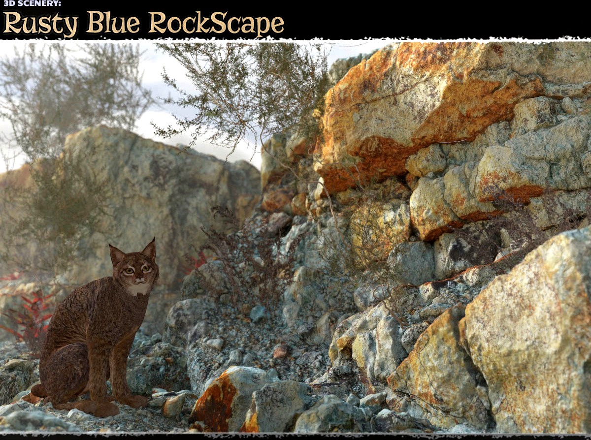 3D Scenery: Rusty Blue RockScape for Poser and Daz Studio model