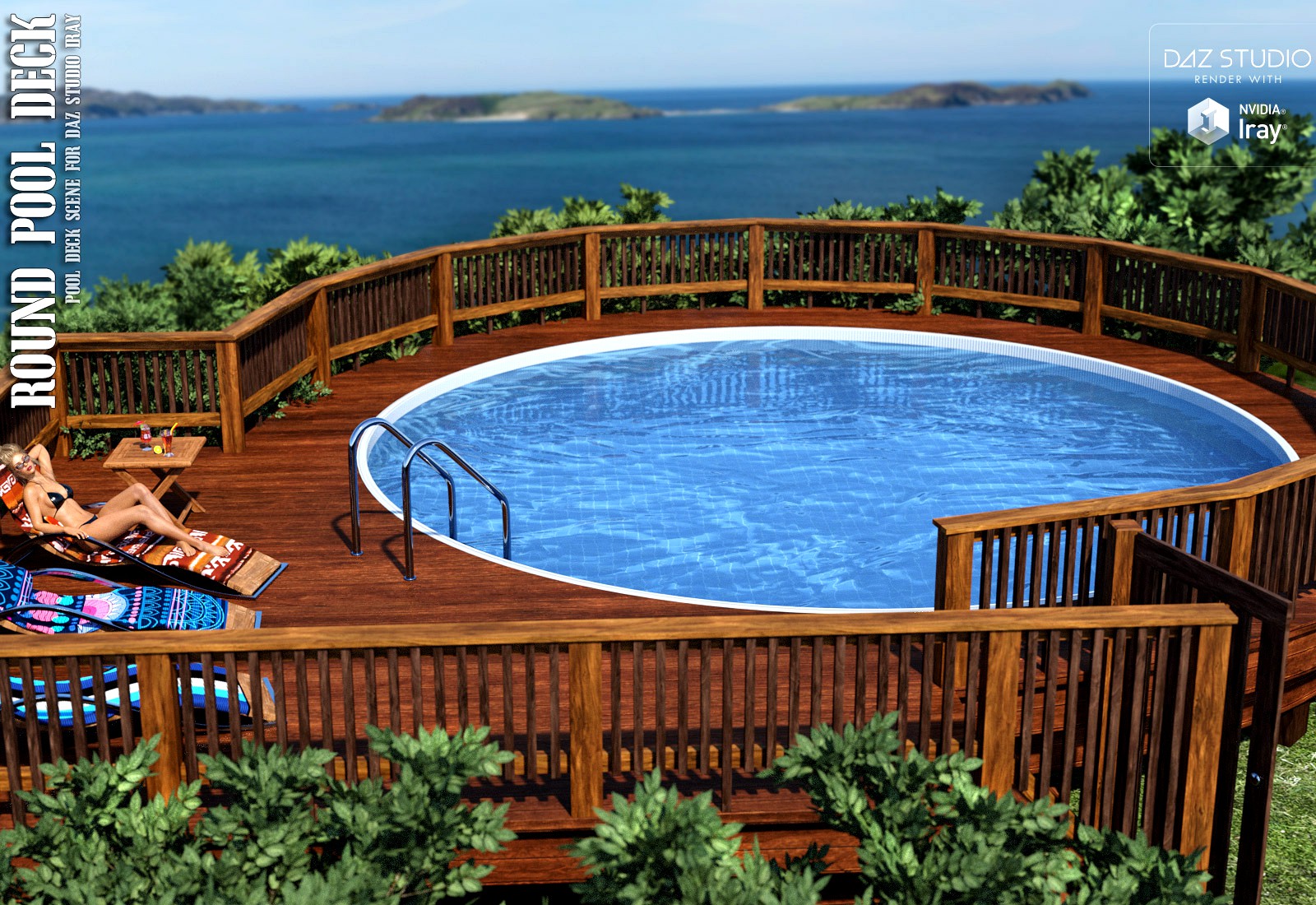Round Pool Deck 3d model
