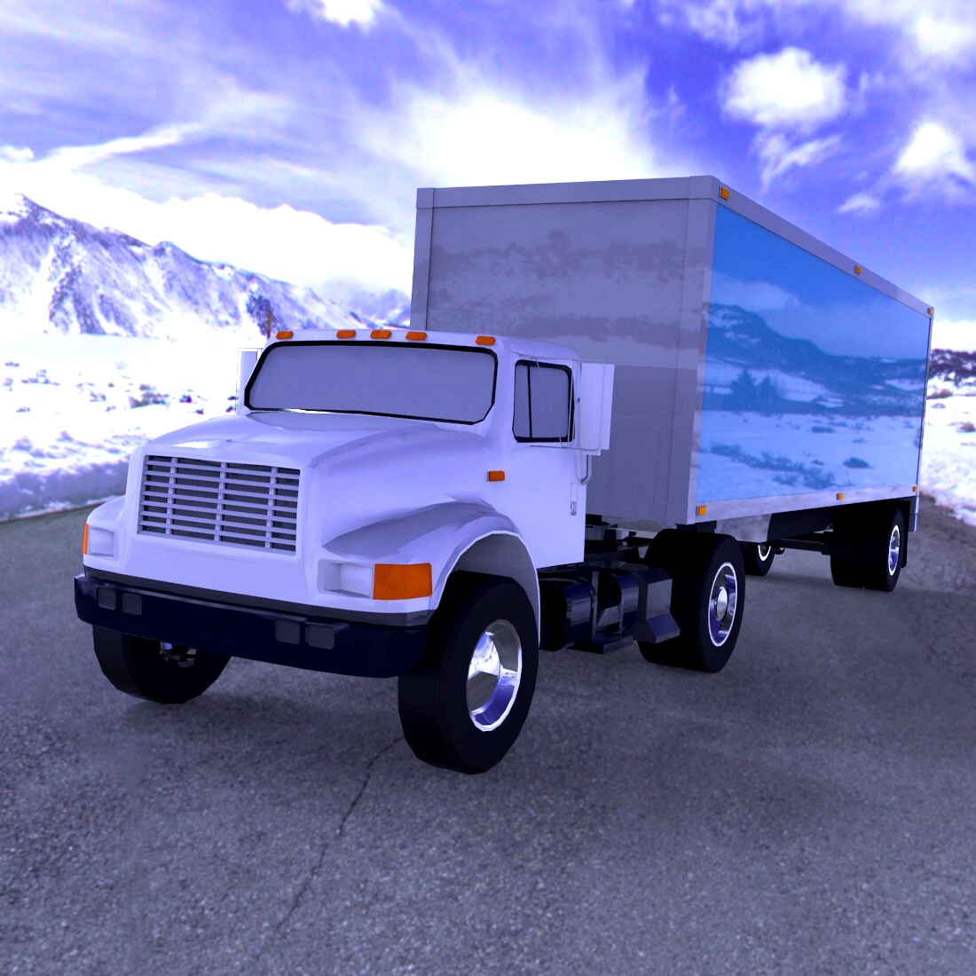 Truck with Trailer for Wavefront OBJ - Extended License 3d model