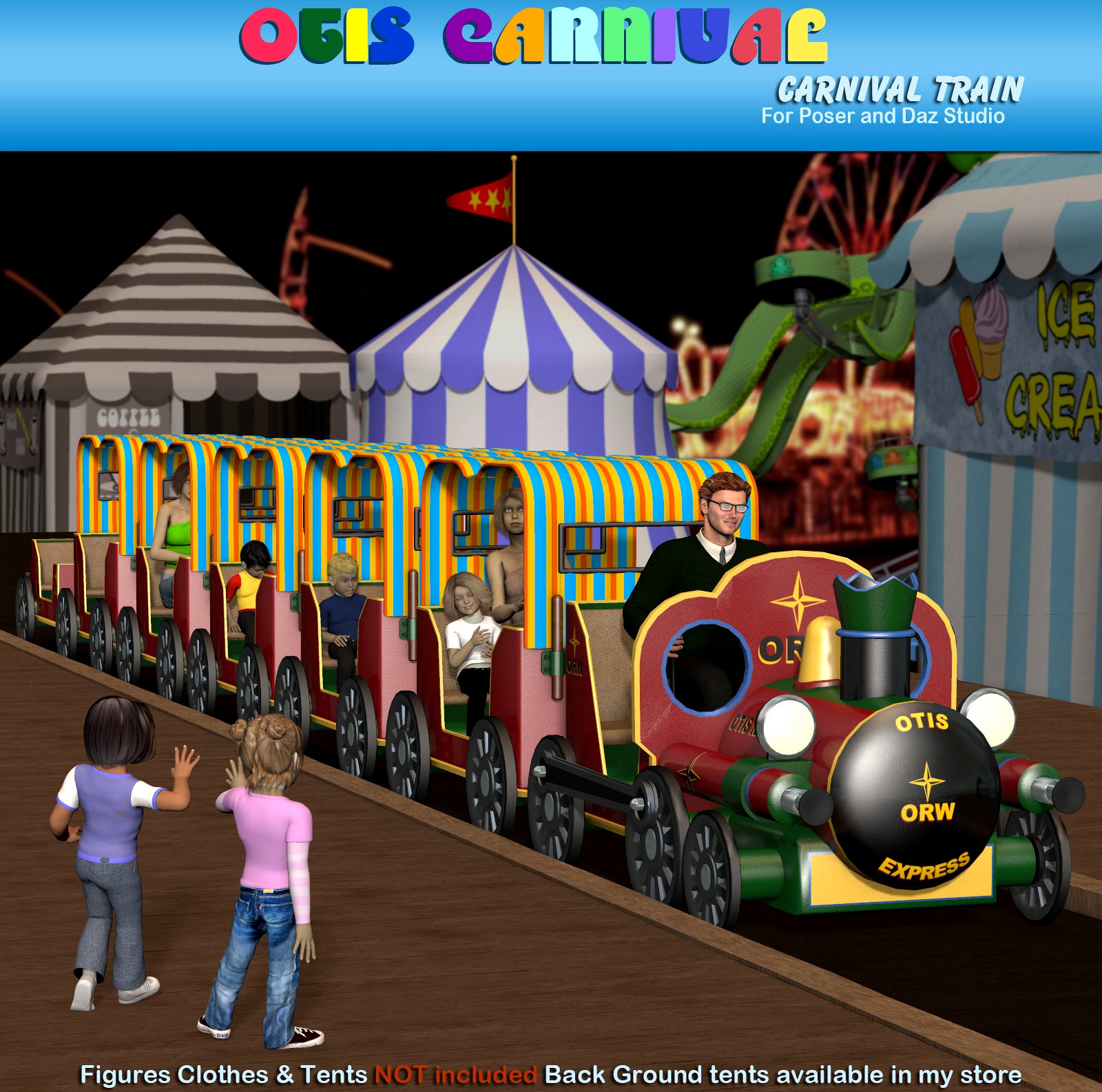 Otis Carnival Fun Fair Train 3d model