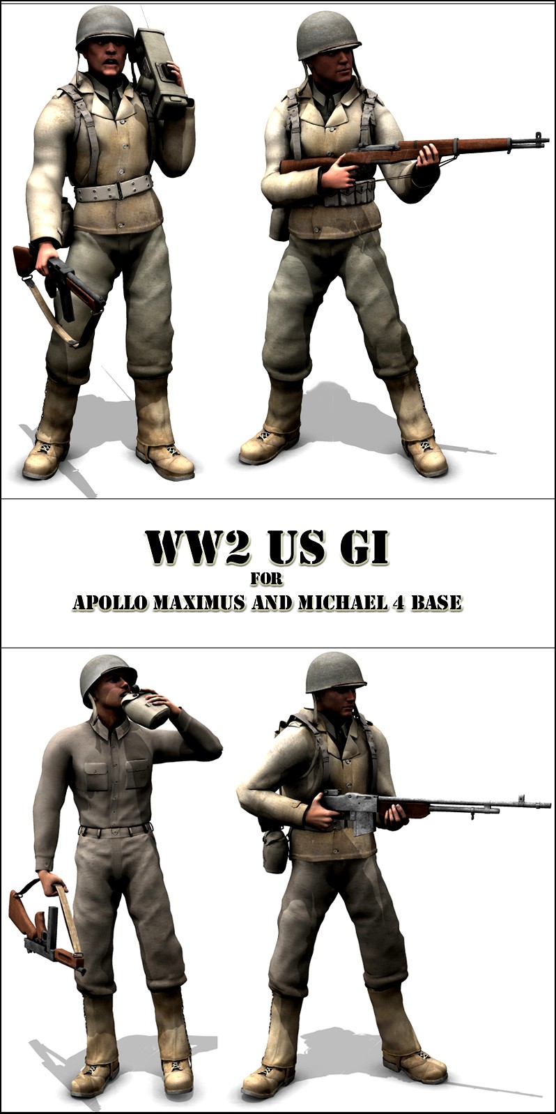 WW2 US GI - Extended License 3d model