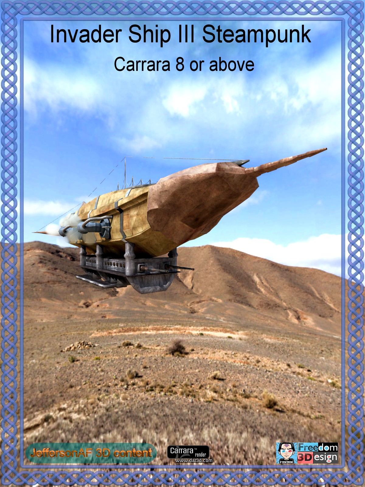 Invader Ship III Steampunk Carrara 3d model