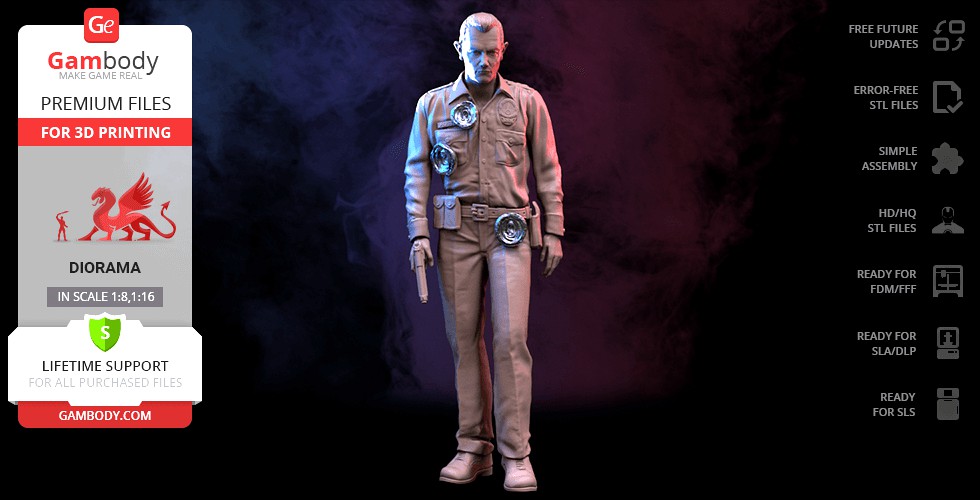 Terminator T-1000 for Diorama 3D Printing Figurine | Assembly model