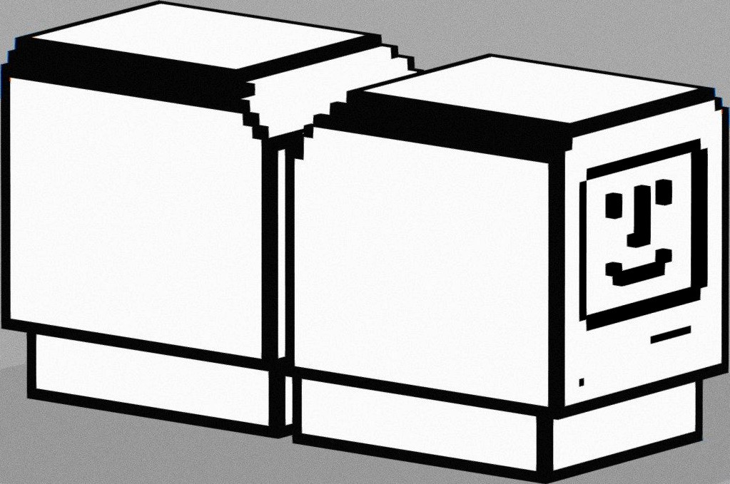 Happy and Sad old Mac icon 3d model