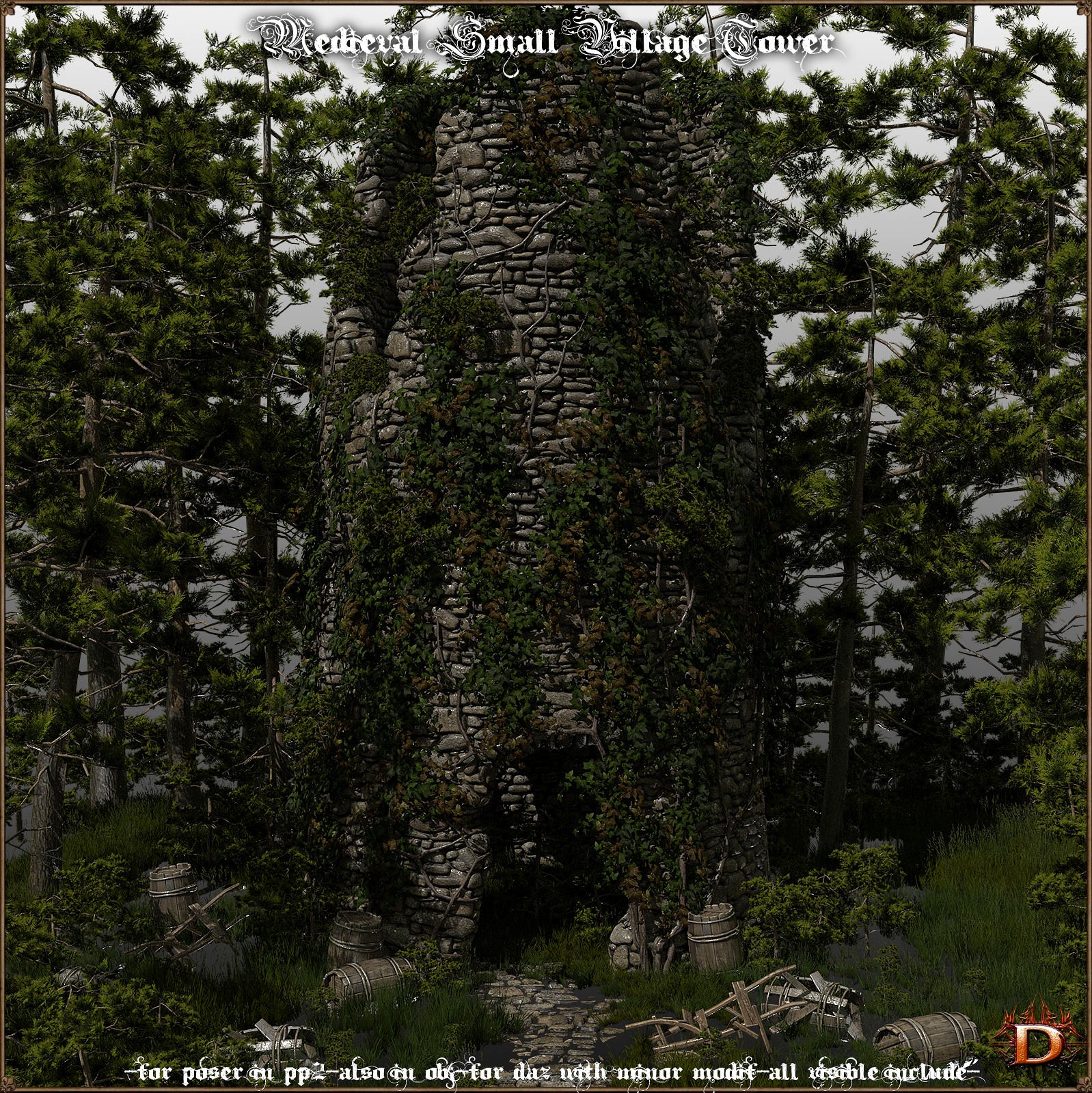 Medieval Small Village Tower 3d model