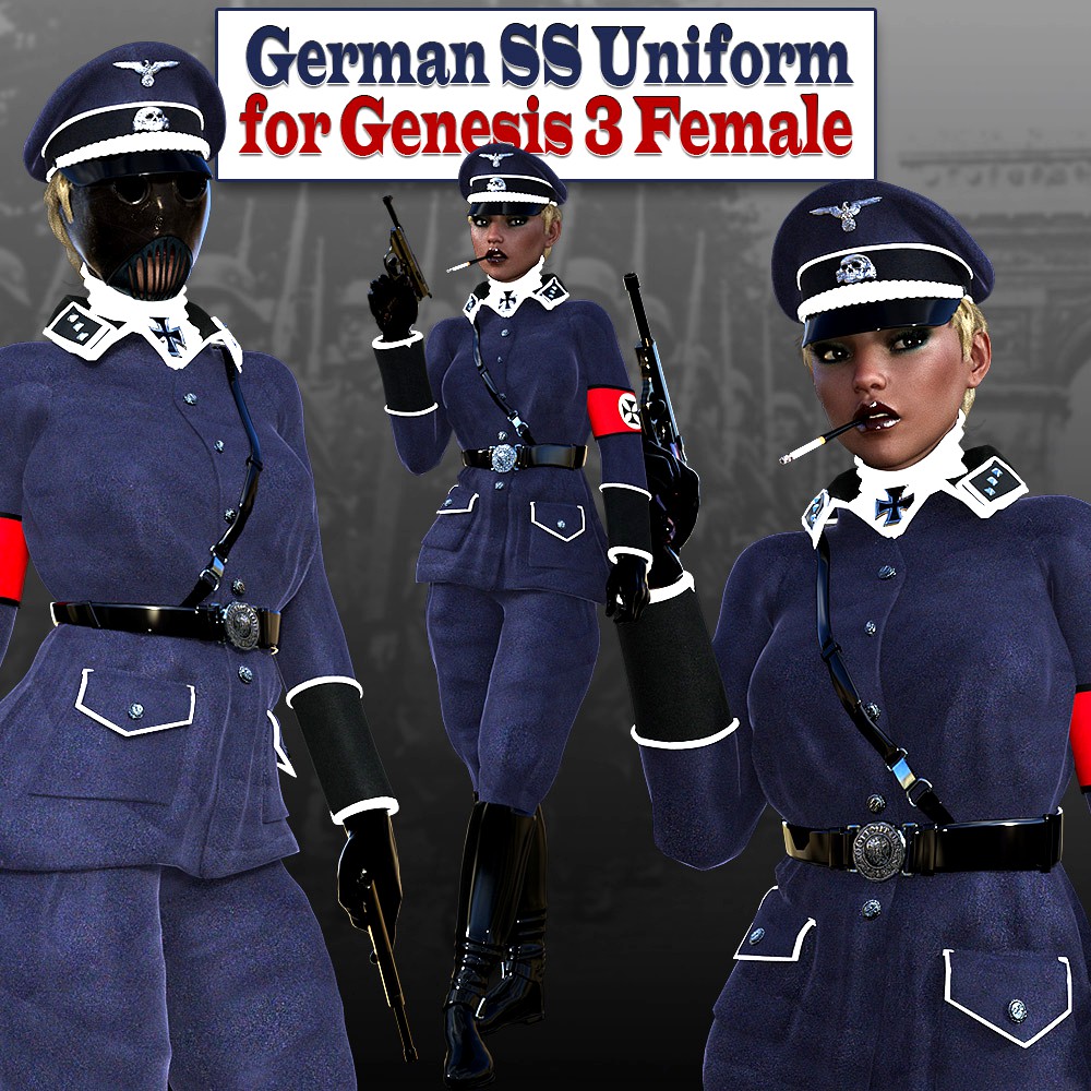German SS Uniform for G3 females - Extended License 3d model