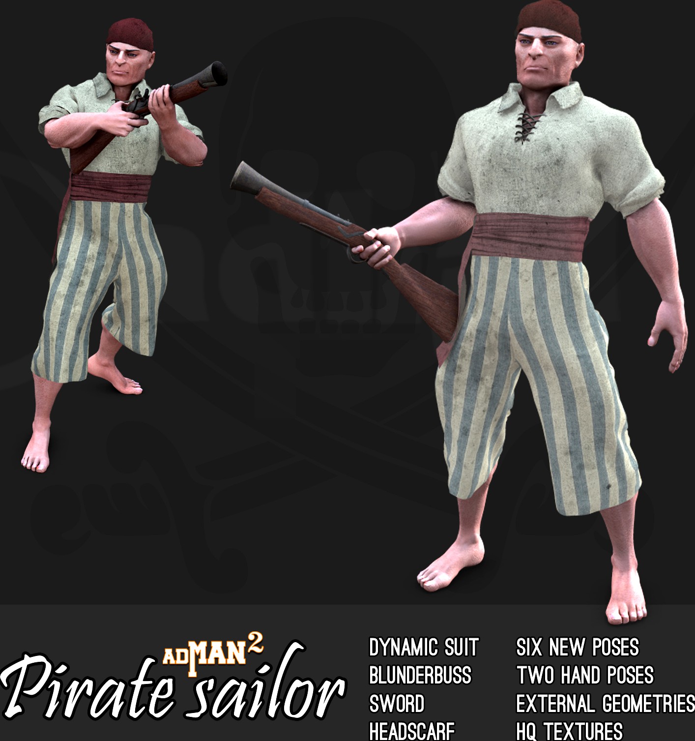 Pirate sailor 3d model