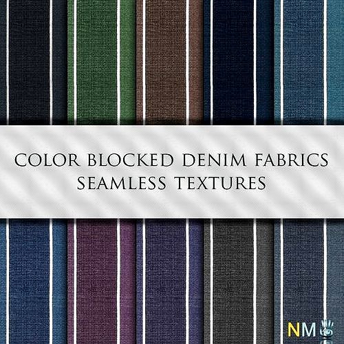 Color Blocked Denim Fabric Seamless Textures Se 3d model