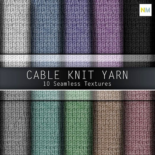 Cable Knit Yarn Fabrics Seamless Textures Se 3d model