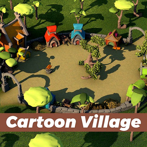 Cartoon Village 3d model
