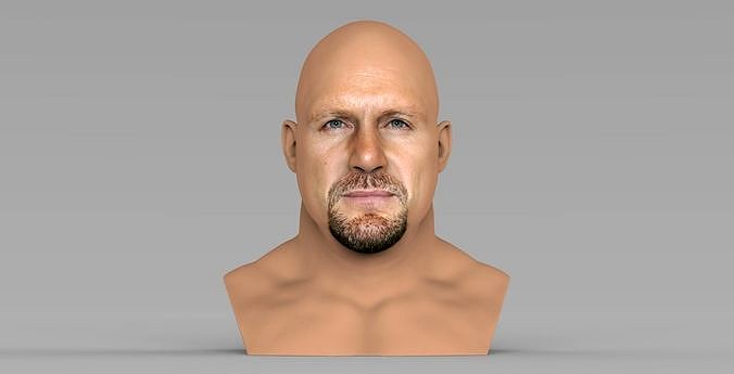 Stone Cold Steve Austin bust ready for full color 3D printing | 3D model