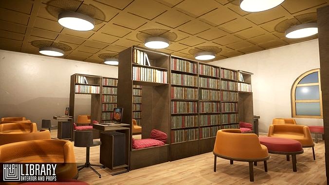 Library - interior and props 3d model