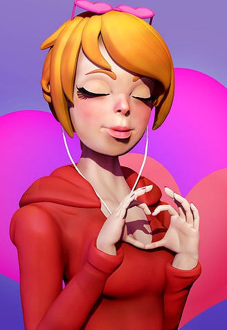 Girl hands hearts | 3D model