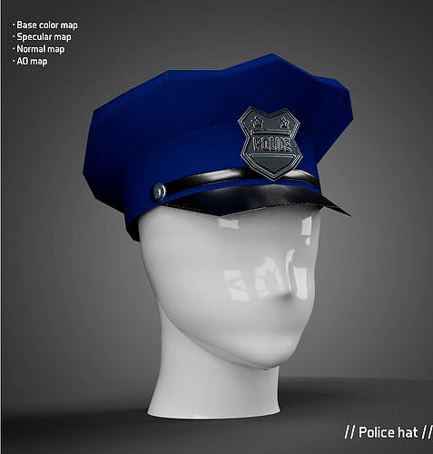 Police hat - Low Poly model 3d