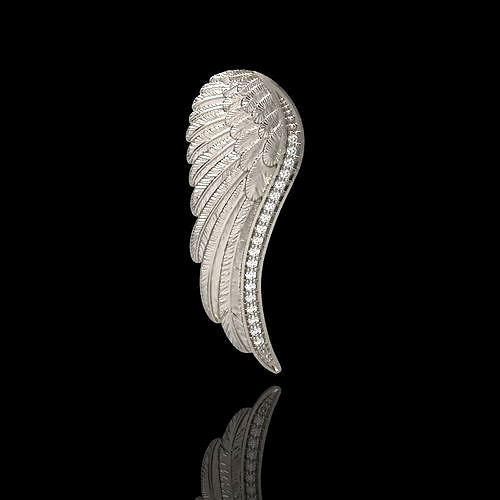 Angel Wing Pendant with Diamonds 3dm stl 3D print model | 3D