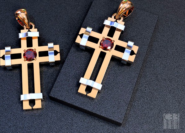 cross with big stone | 3D model