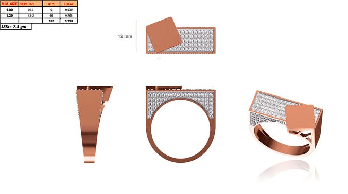 Rose Gold Grid Ring | 3D model