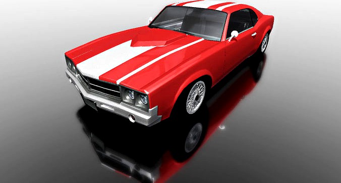 Red Old Car For Games 3d model