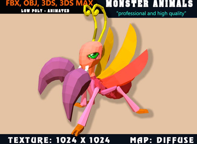 Low Poly Monster 15 3D Model - Animated