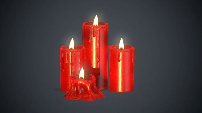 Red Candles PBR Game Ready 3d model