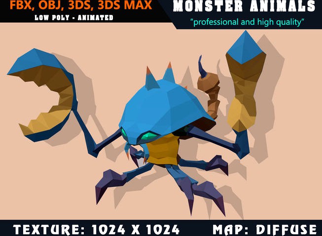 Low Poly Monster 04 3D Model - Animated