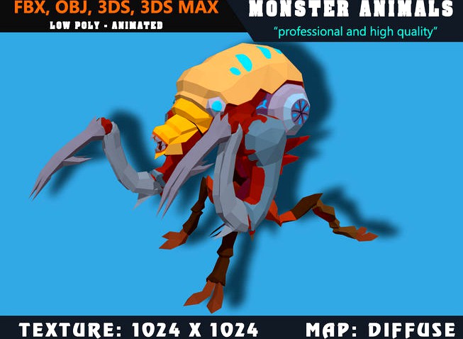 Low Poly Monster 02 3D Model - Animated
