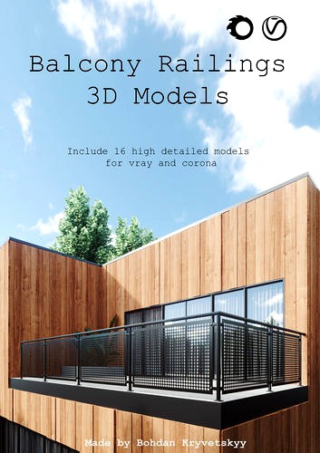 Balcony Railing 3D models for 3ds max