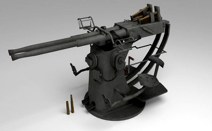 Low poly Anti aircraft gun 3d model