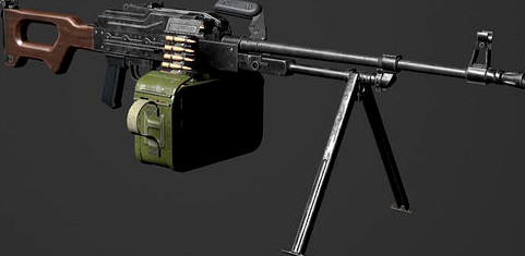 PKM Machine Gun- RIGGED ANIMATED WITH SOUNDS 3d model