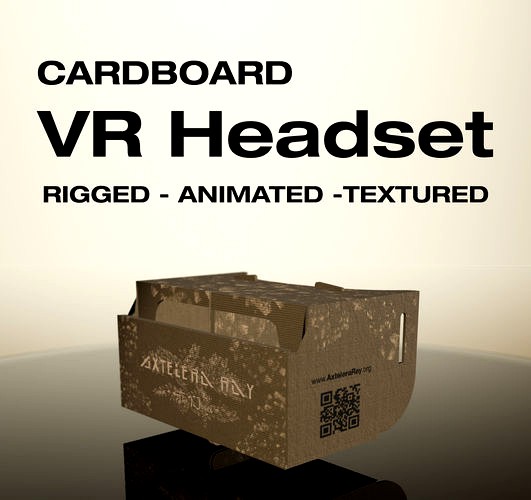 Cardboard VR headset - Rigged - Animated - Textured 3d model