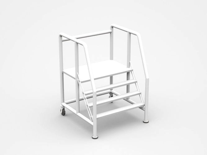 Movable Industrial Staircase Ladder Platform 3d model