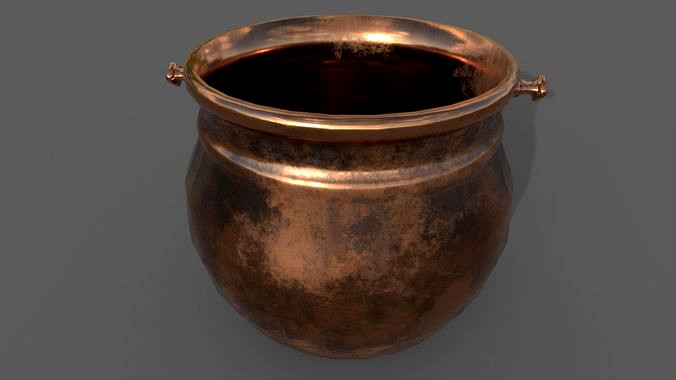 Medieval Copper Cooking Pot 3d model