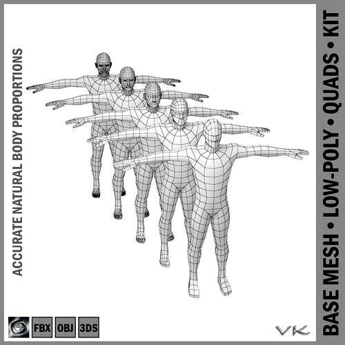 Male Body Base Mesh in T-Pose 3d model