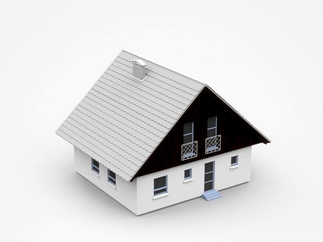 Two-storey Light House With Gable Roof Shape 3d model