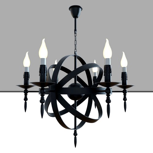 CHANDELIER BLACK SPHERE LOFT DECO 3d model