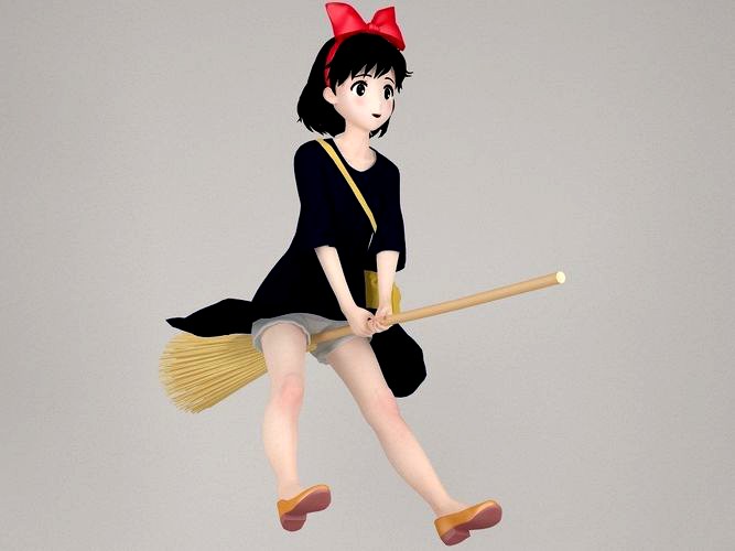 Kiki anime girl pose 02 3d model