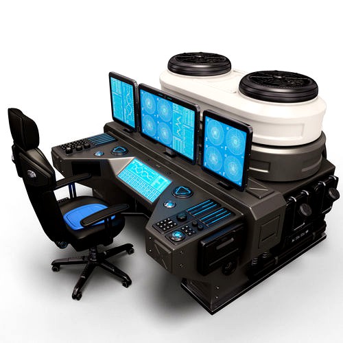 Sci Fi lab Computer and Chair 3d model
