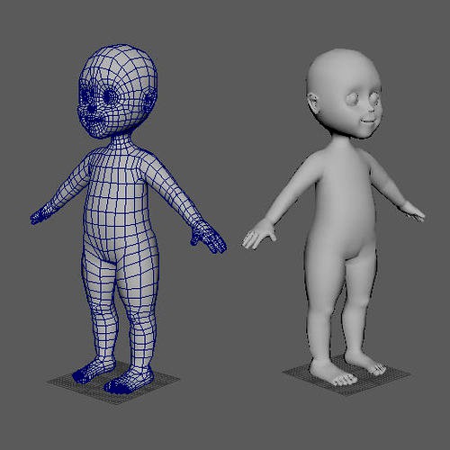 Base Mesh Kid Cartoon 3d model