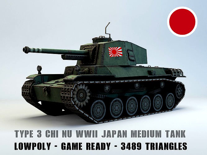 Low Poly Type 3 Chi Nu medium tank 3d model