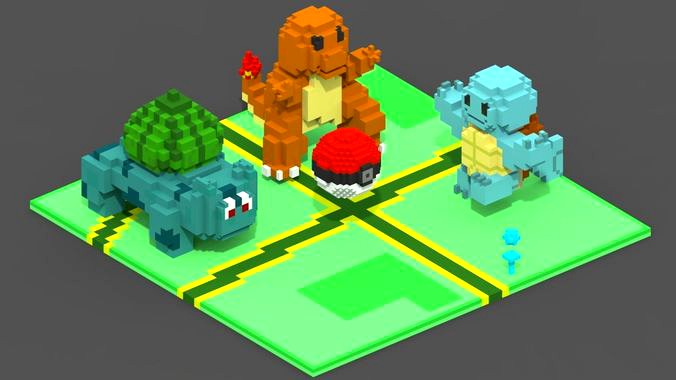 Pokemon Go Voxel Scene 3d model
