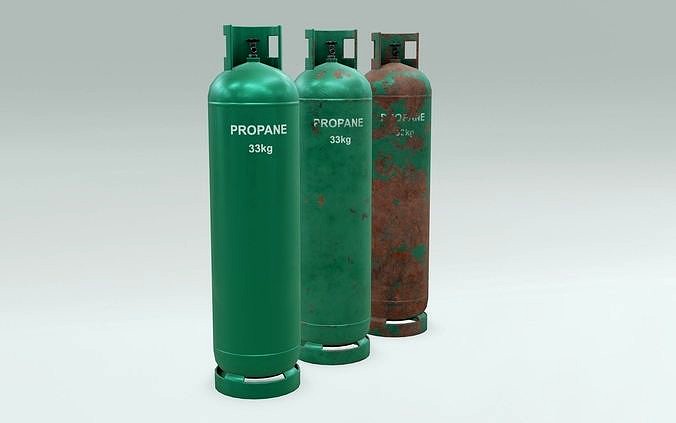 4K Low-Poly PBR Propane Gas Cylinder 33 kg - 3 texture variants 3d model