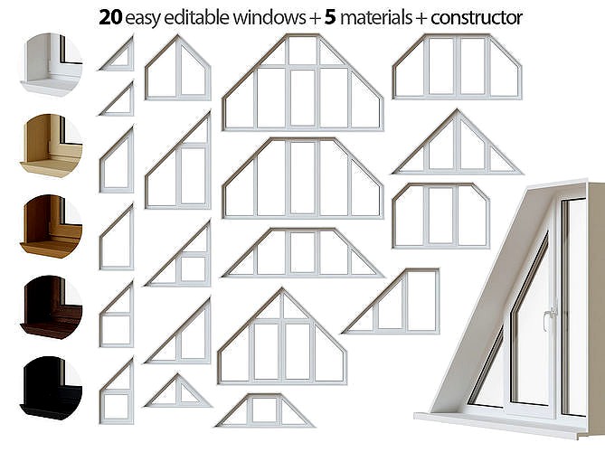 Trapezoidal window set 3d model