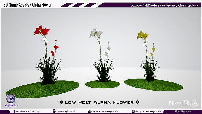 Low Poly Flower Alpha model 3d