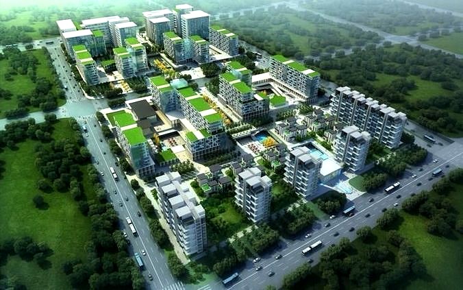 Modern residential community SketchUp model 3d